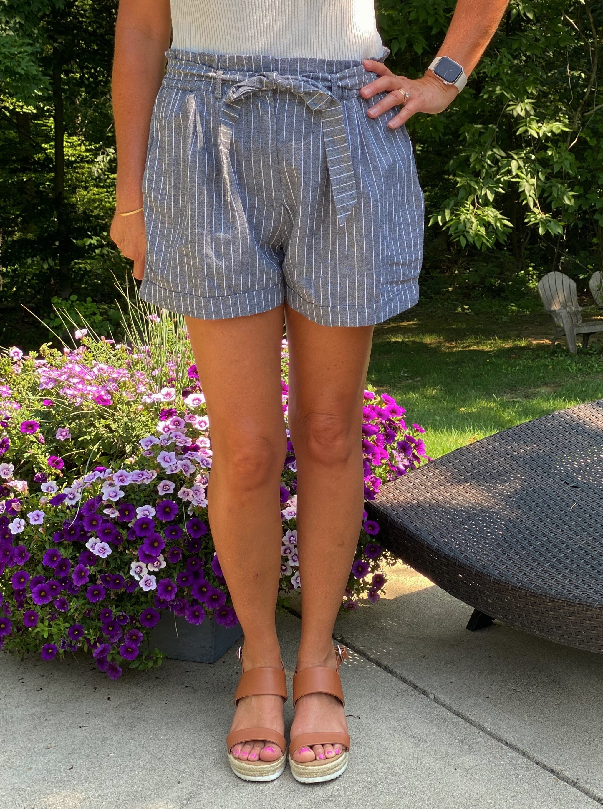 Striped Sugarbag Shorts with Waist Belt - FINAL SALE – Zinnia Cain